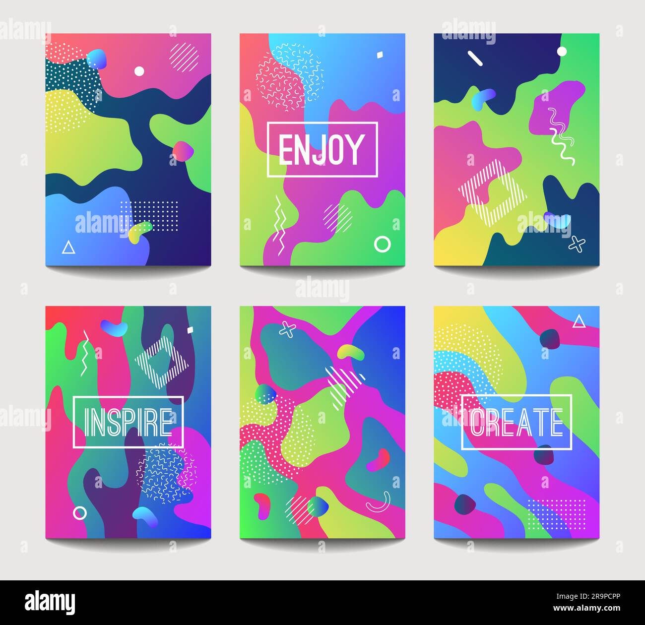 Vector abstract fun A4 brochure cover templates with modern liquid ...