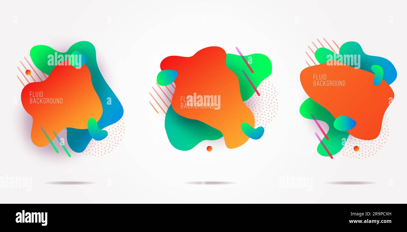 Vector set with geometric modern 3d fluid shapes. Dynamical abstract ...
