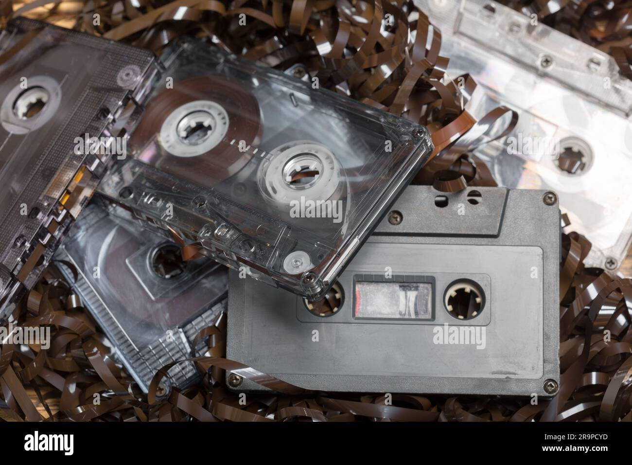 Cassette tape with pull-out tape Stock Photo - Alamy