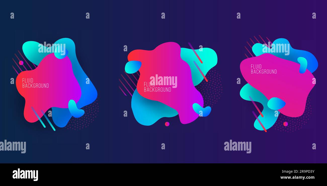 Vector set with geometric modern 3d fluid shapes. Dynamical abstract ...