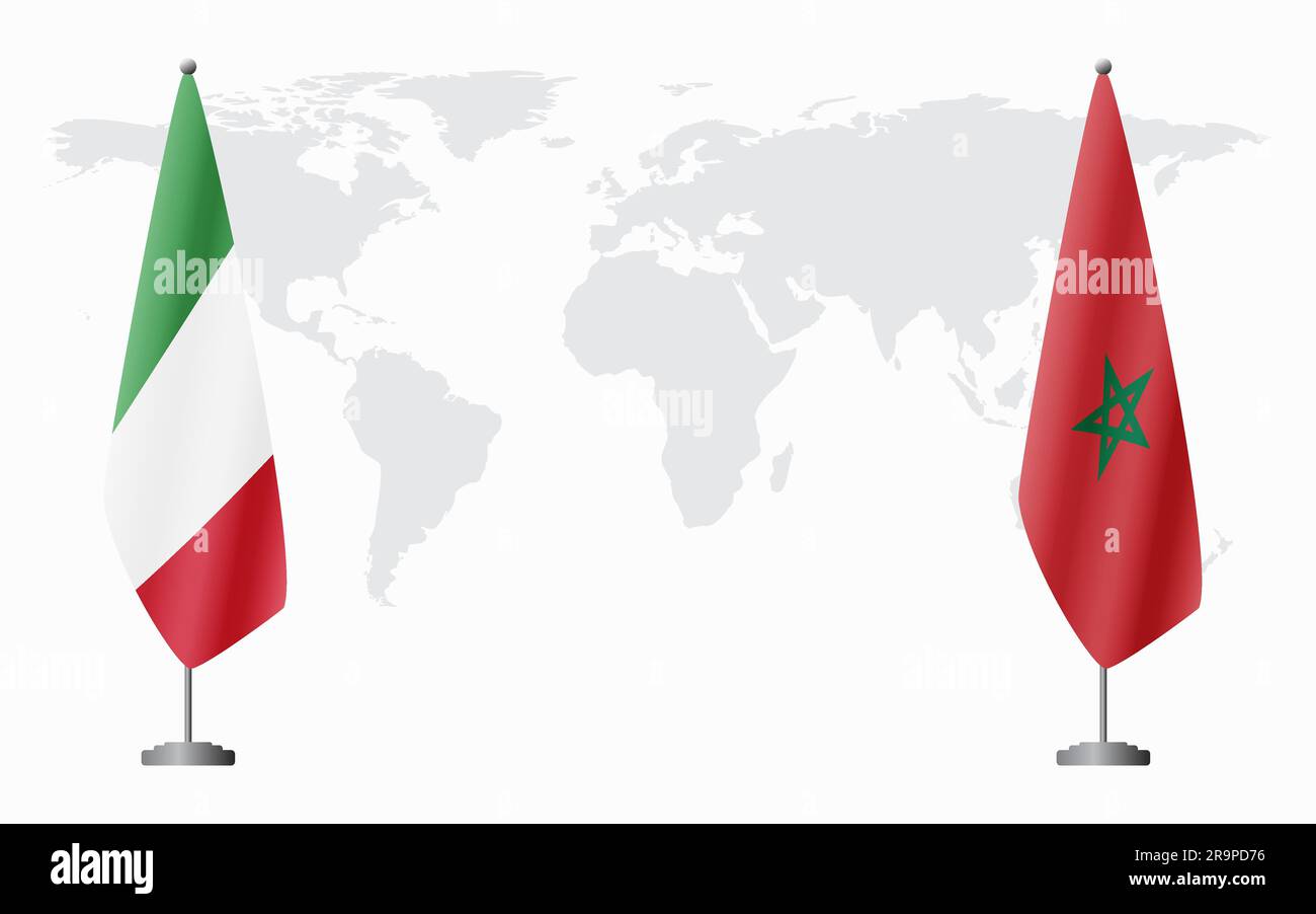 Italy and Morocco flags for official meeting against background of ...