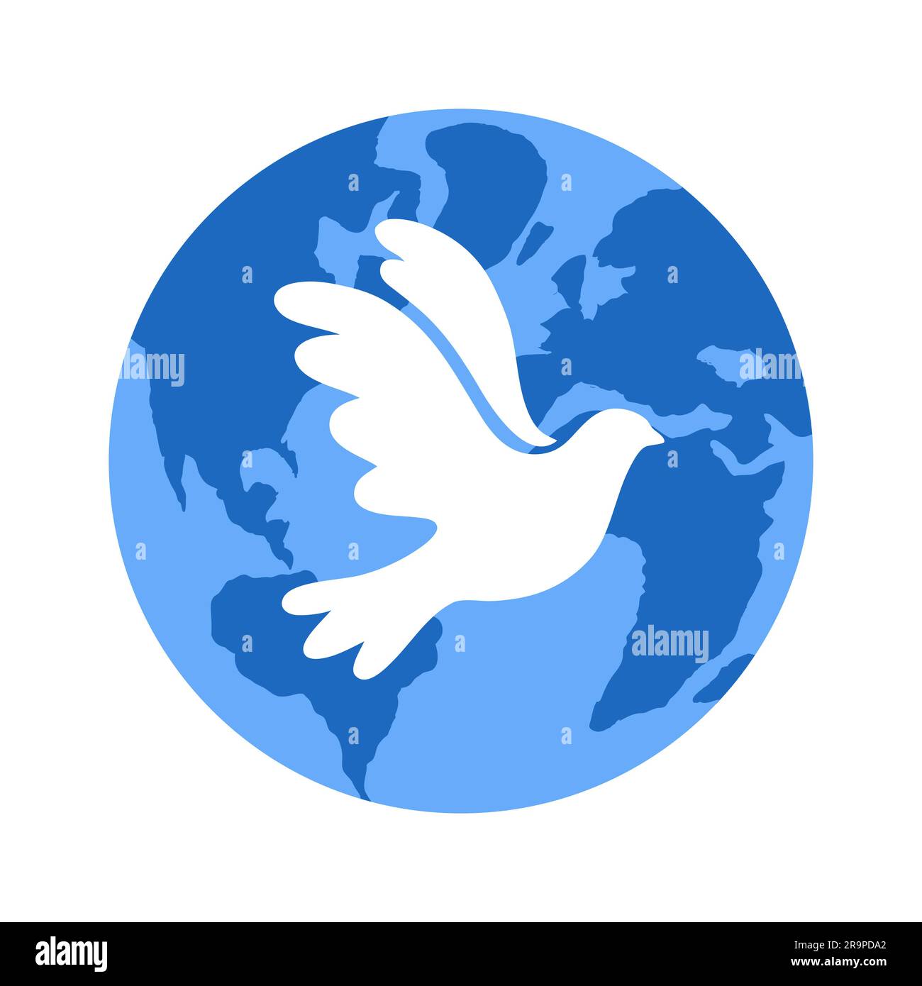 Vector illustration of Earth globe with flying bird dove as a symbol of ...
