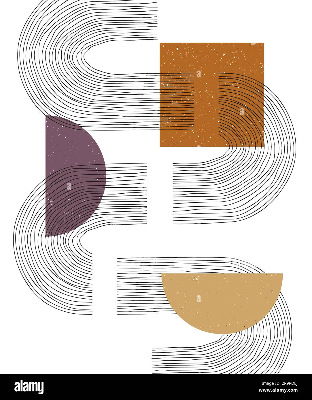 Vector contemporary illustration with aesthetic hand drawn abstract shapes and geometric ...