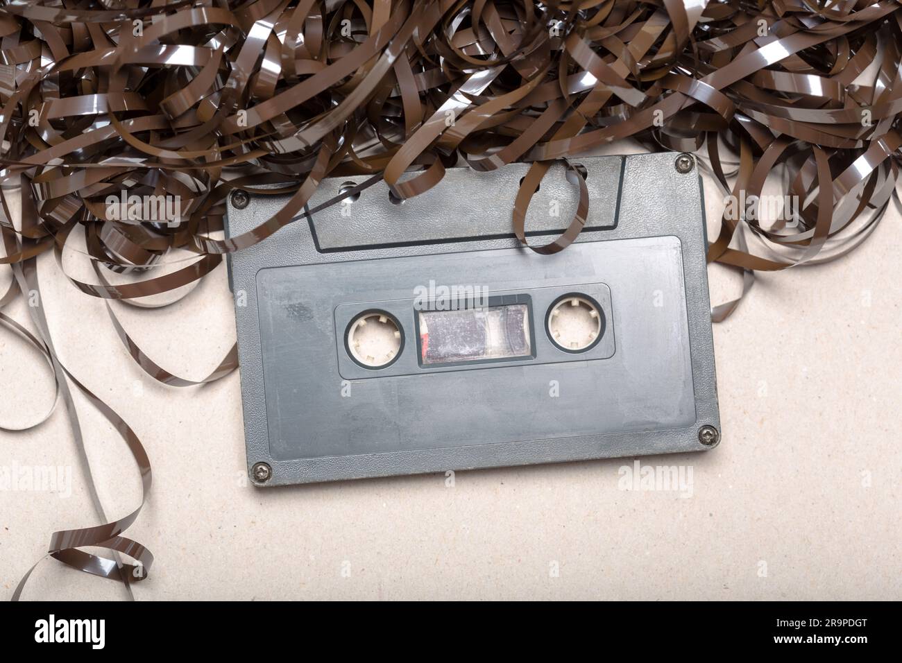 Cassette tape with pull-out tape Stock Photo - Alamy