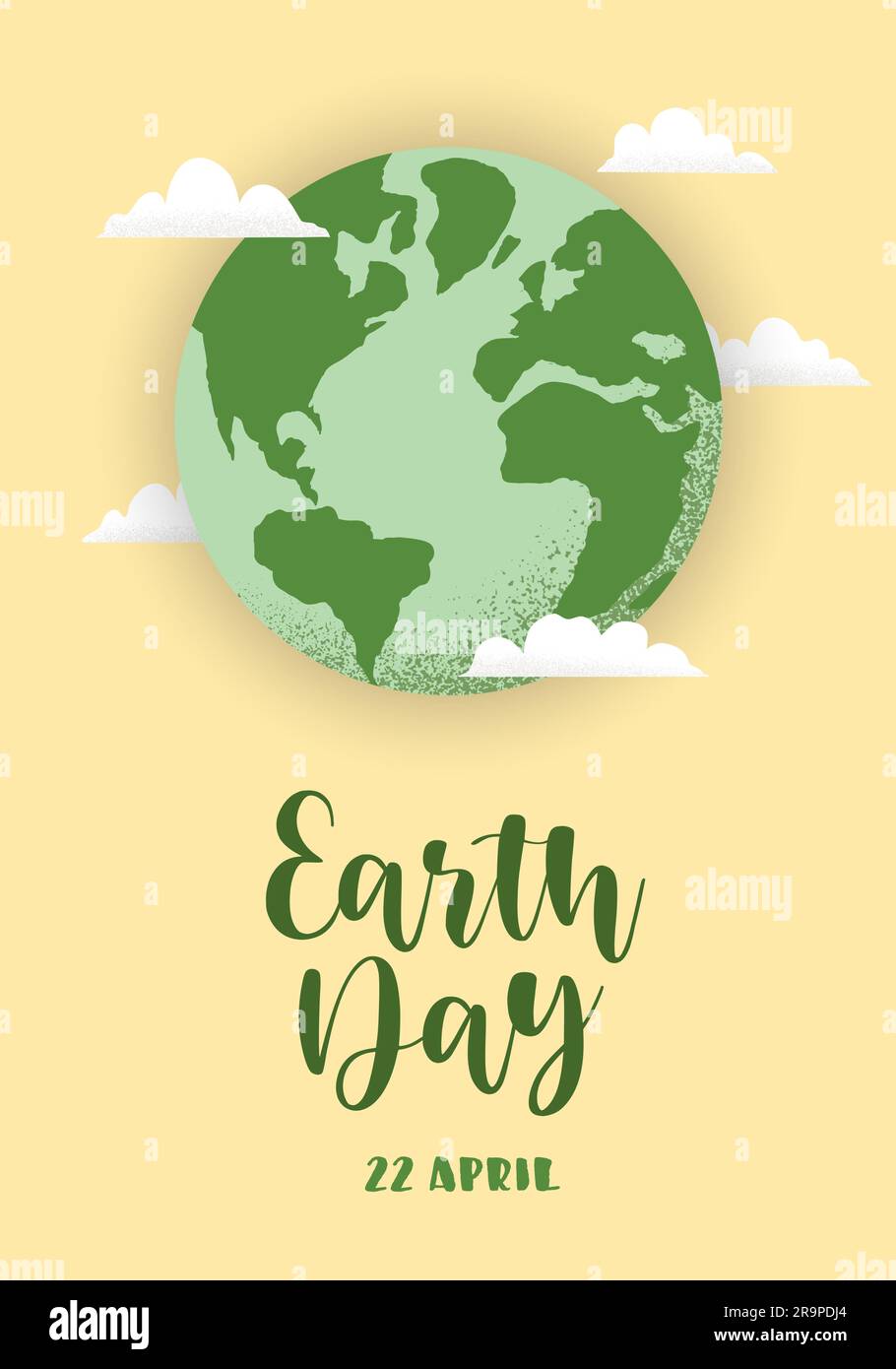 Vector illustration of Earth globe with Earth Day lettering. Concept of ...