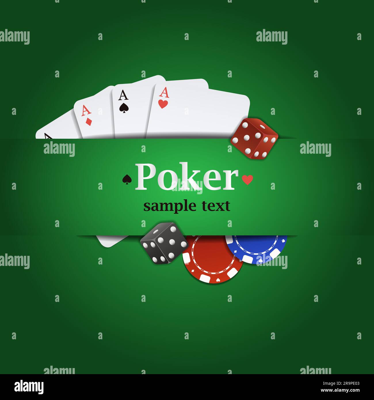 Vector poker background with playing cards, chips and dices Stock ...