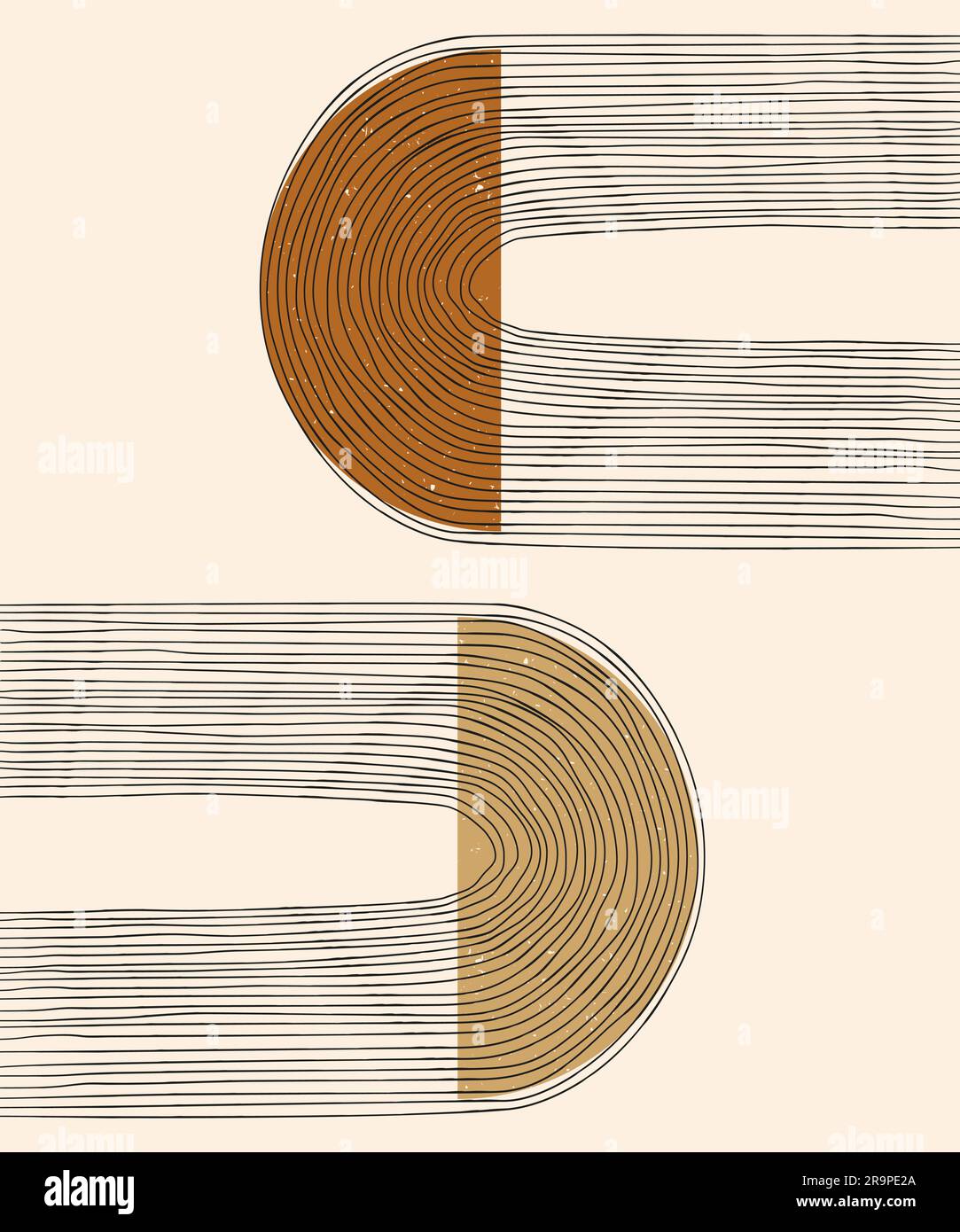 Vector contemporary illustration with aesthetic hand drawn abstract shapes and geometric ...