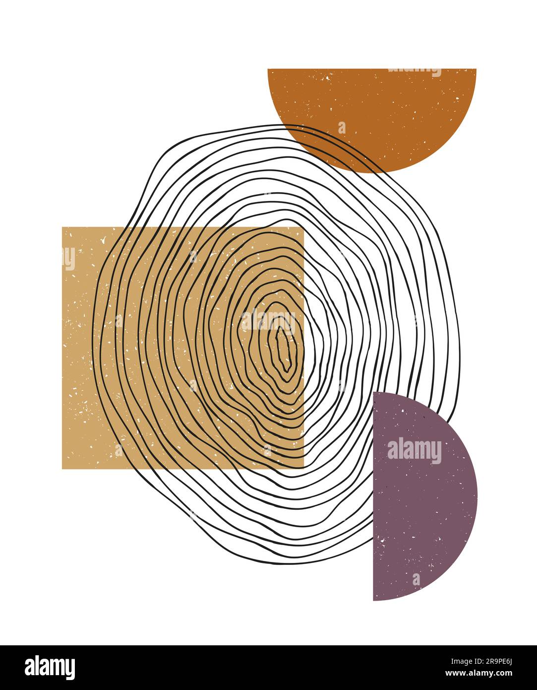 Vector contemporary illustration with aesthetic hand drawn abstract shapes and geometric ...