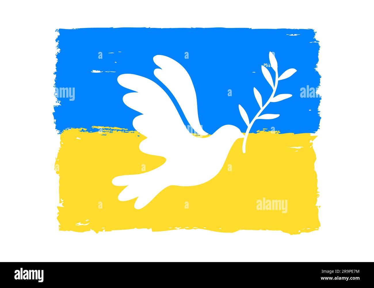 Vector illustration of Blue and Yellow flag of Ukraine with flying bird ...