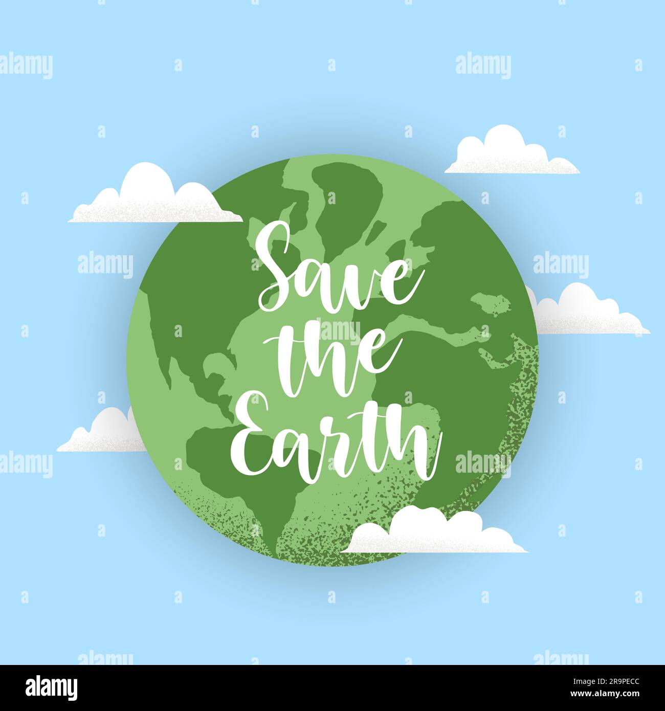 Vector illustration of Earth globe with clouds. Save the Earth ...