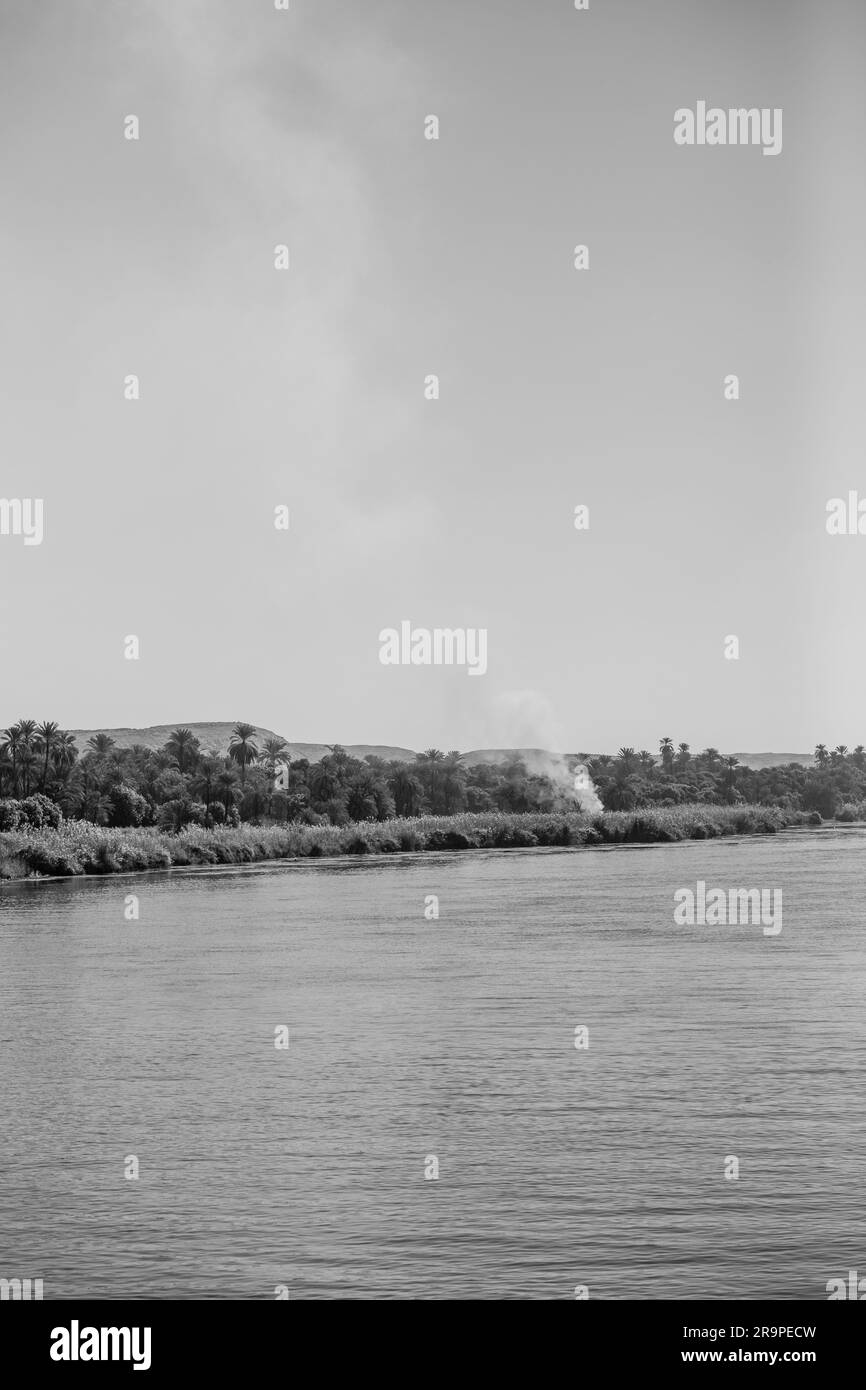 Bush Fire in Africa by the Nile River Stock Photo - Alamy