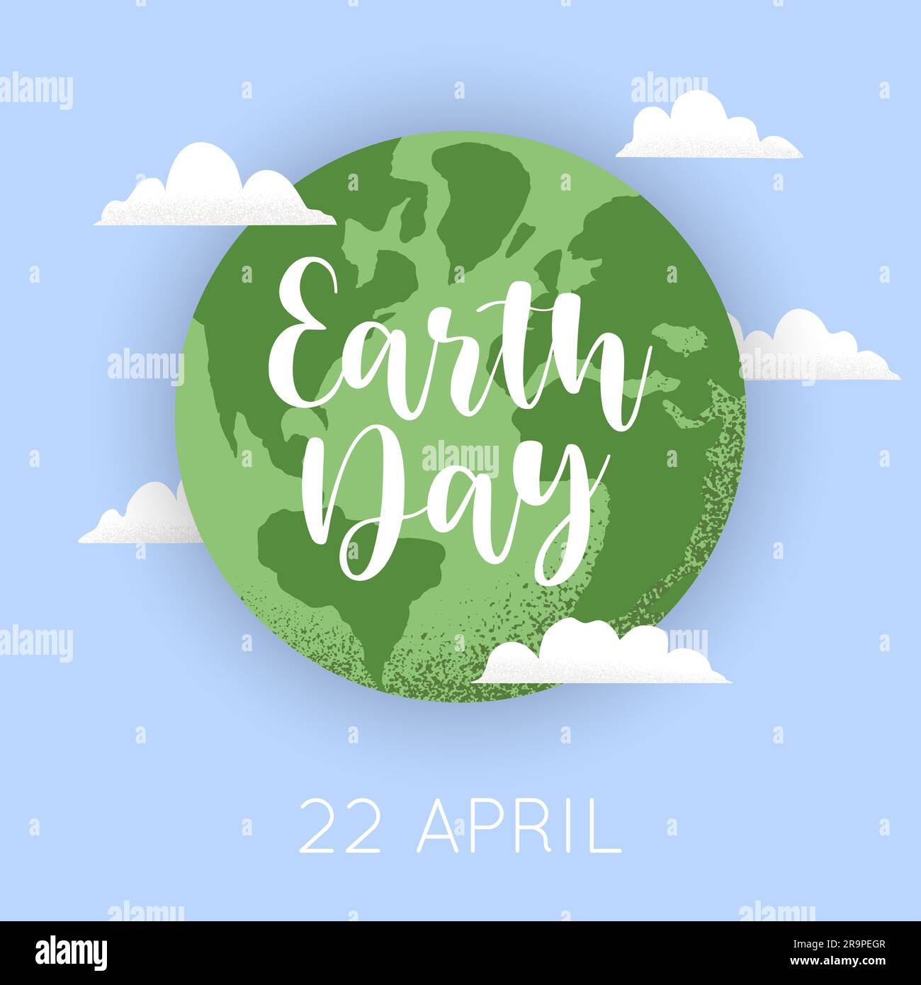 Vector illustration of Earth globe with clouds. Happy Earth Day ...