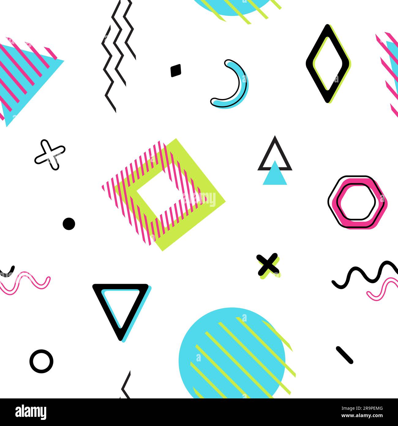 Vector seamless retro comic memphis pattern with geometric elements ...