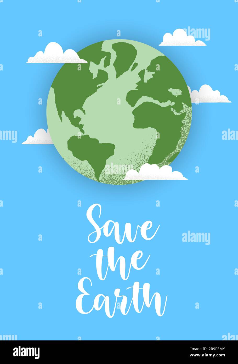 Vector illustration of Earth globe with Save the Earth lettering ...