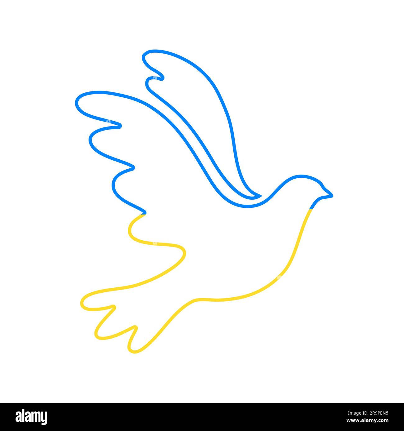 Vector illustration of Blue and Yellow flying bird dove as a symbol of ...