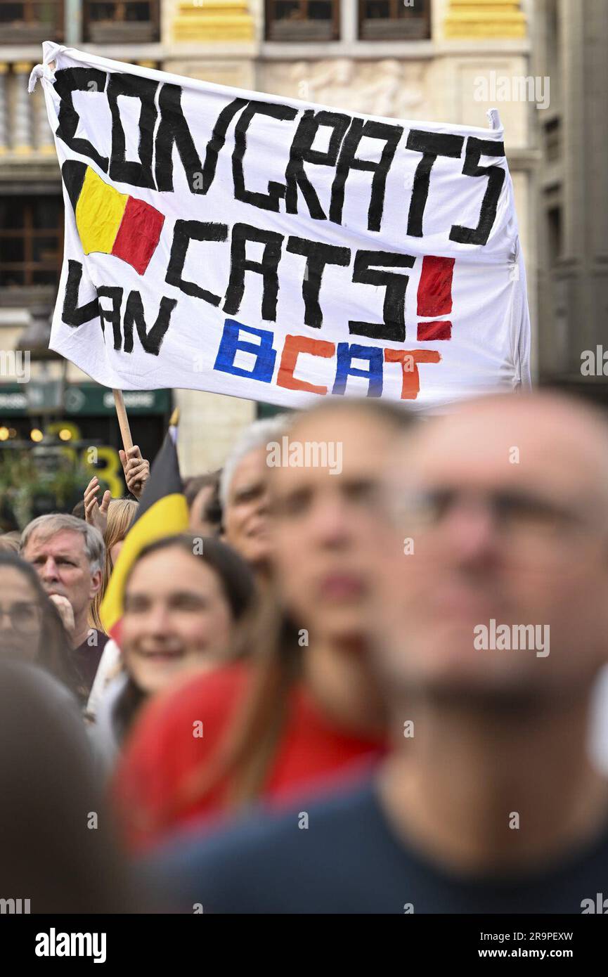 Brussels, Belgium. 27th June, 2023. A fan of the Belgian Cats pictured ...