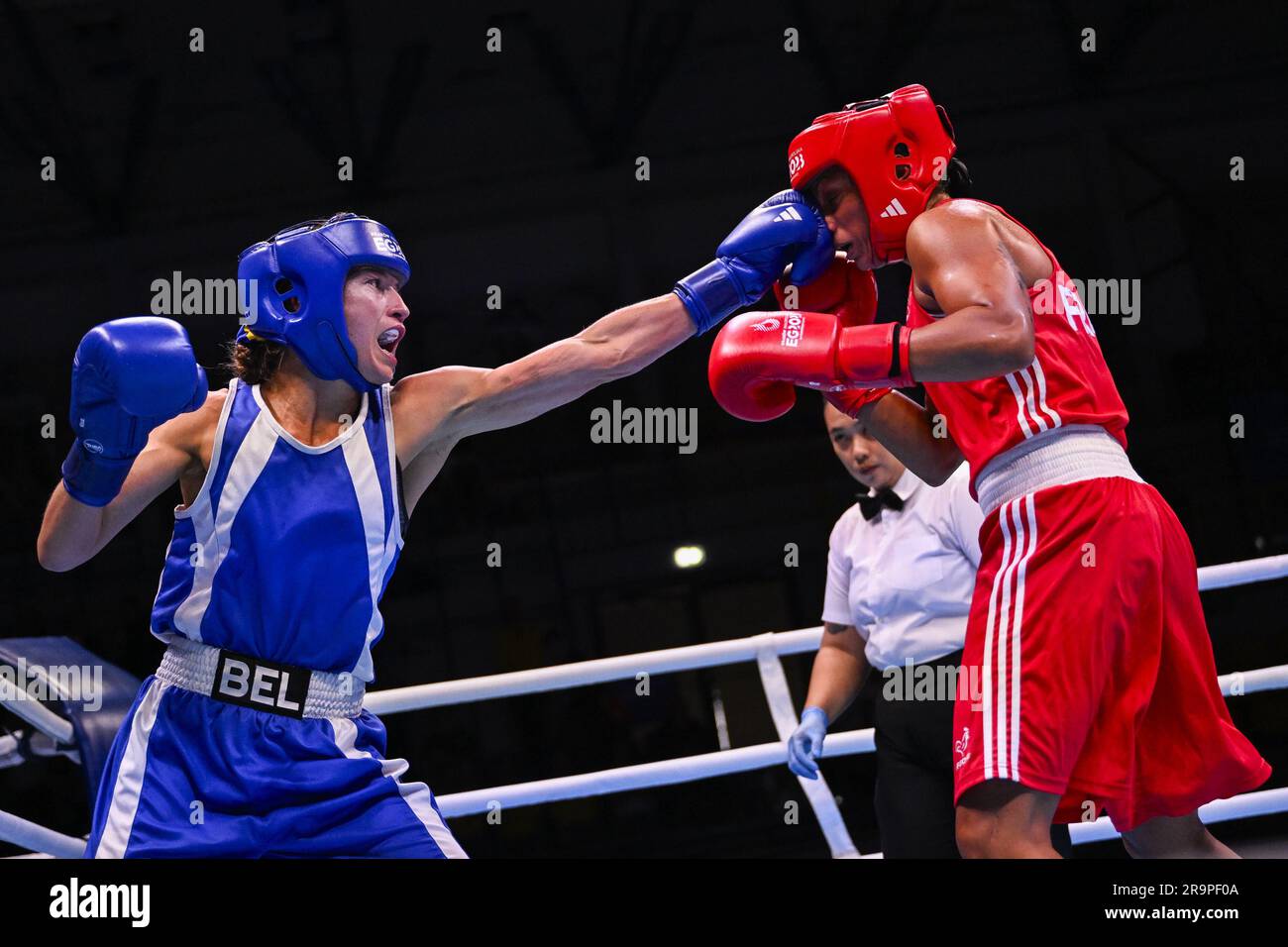 Krakow, Poland. 28th June, 2023. Belgian Boxer Athlete Oshin Derieuw ...