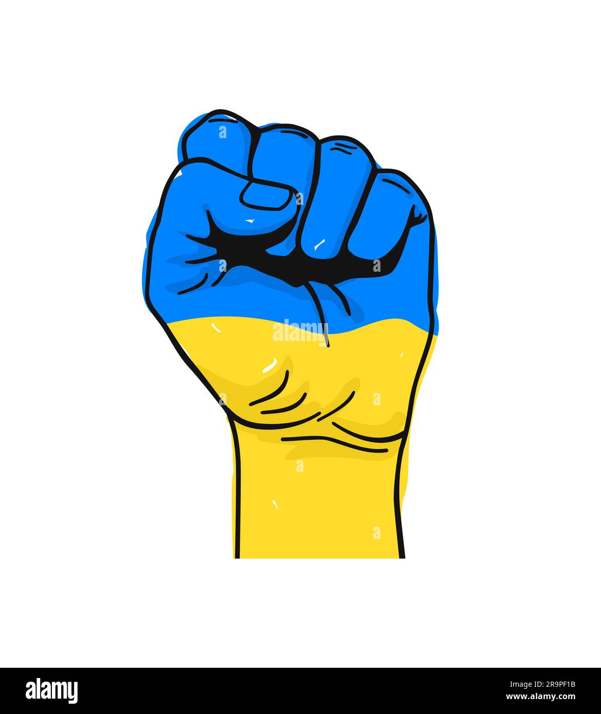Vector illustration of Blue and Yellow human fist as a flag of Ukraine ...