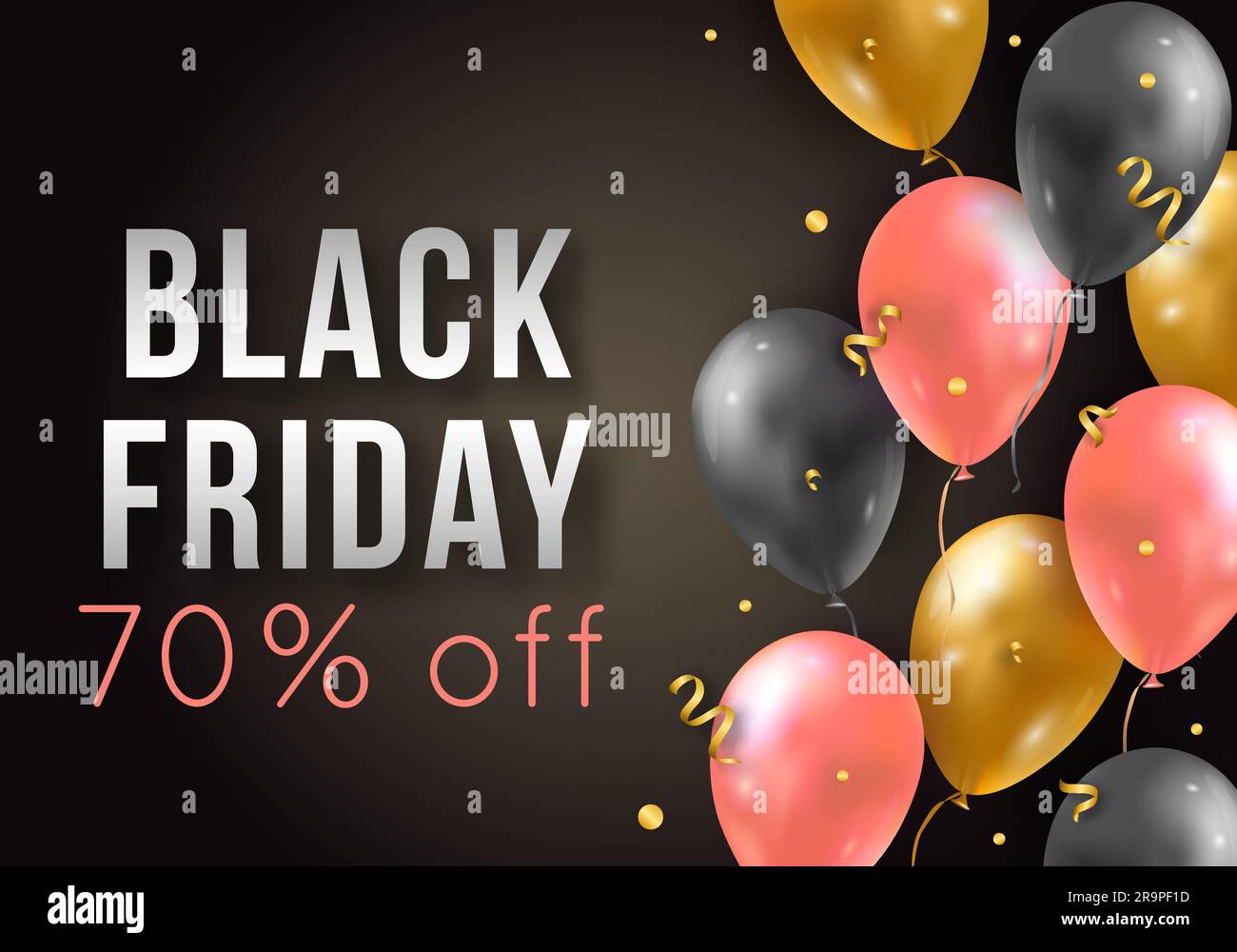 Vector Black Friday sale poster with shiny balloons and confetti ...