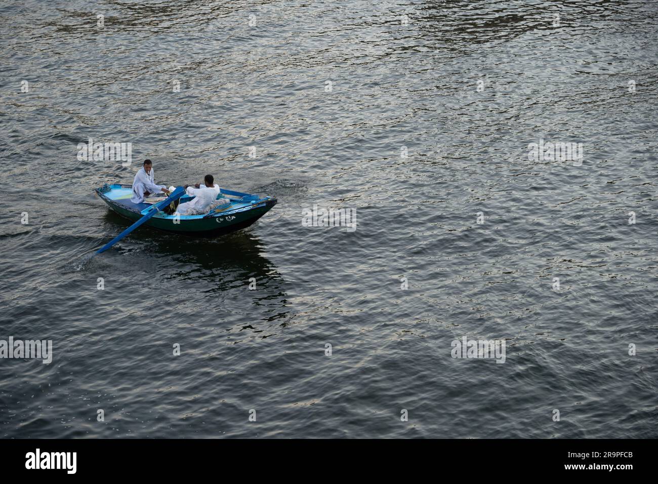 Cairo, Egypt - 1-2-2023: Egyptian Boat Salesman rowing on the Nile ...