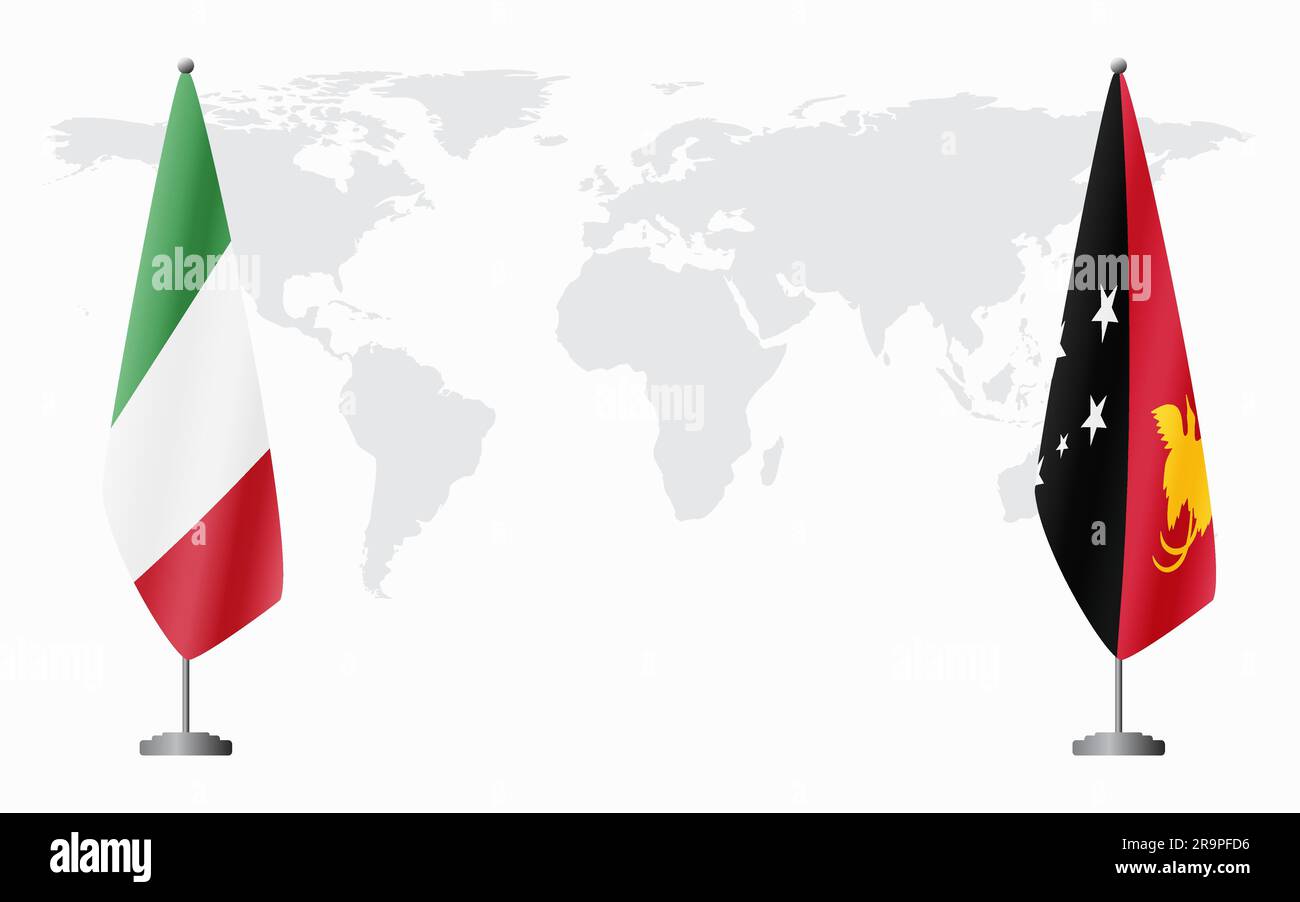 Italy and Papua New Guinea flags for official meeting against ...
