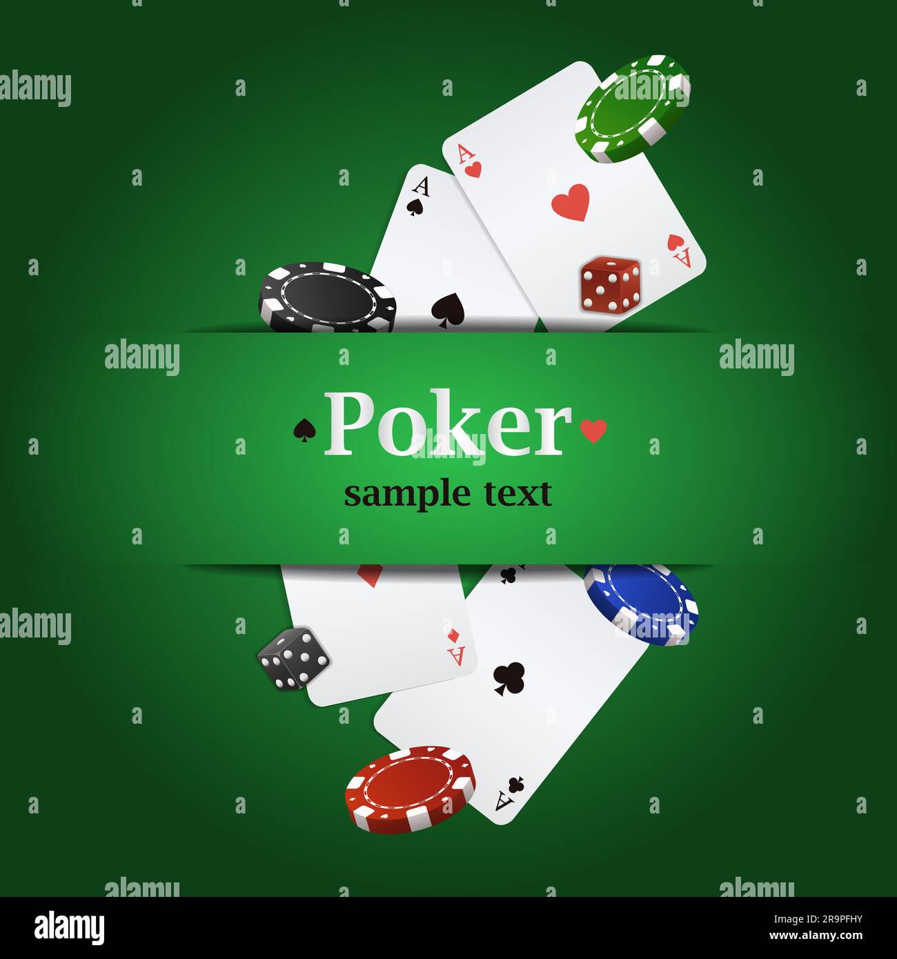Vector poker background with playing cards, chips and dices Stock ...