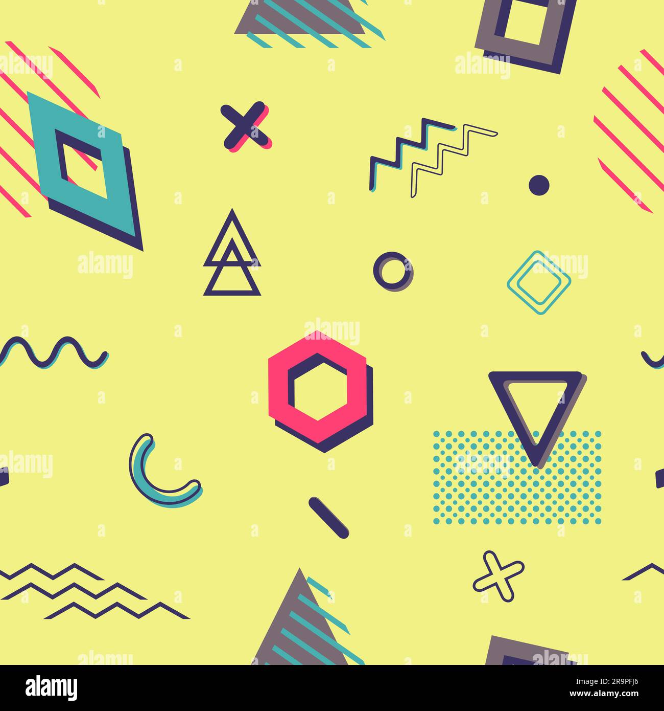 Vector seamless retro comic memphis pattern with geometric elements ...