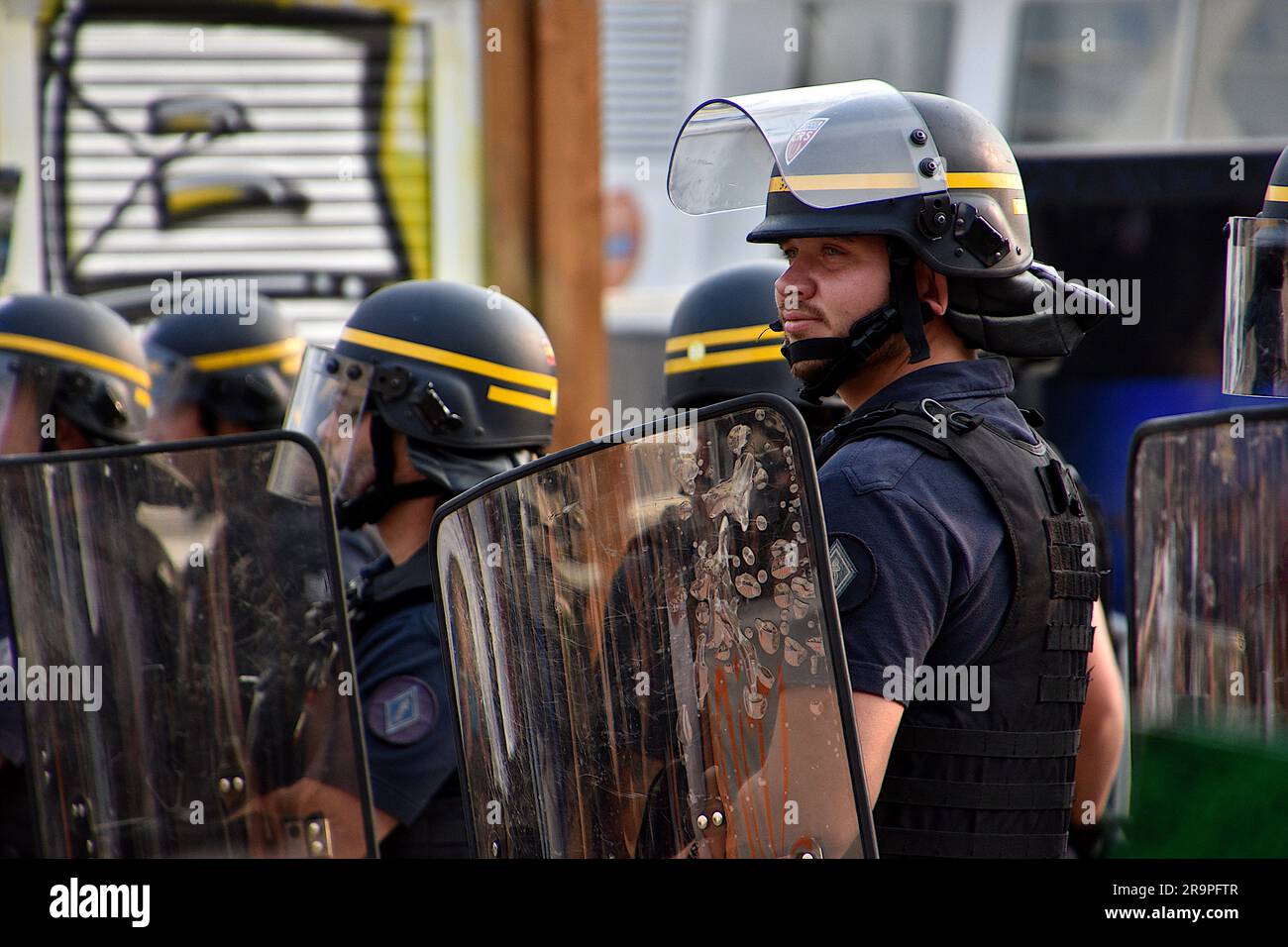 Marseille, France. 27th June, 2023. Police on guard during the ...