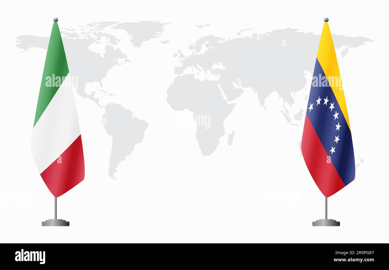 Italy and Venezuela flags for official meeting against background of ...