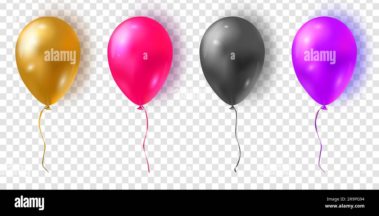 Vector set of glossy colorful balloons. Realistic air 3d balloons ...