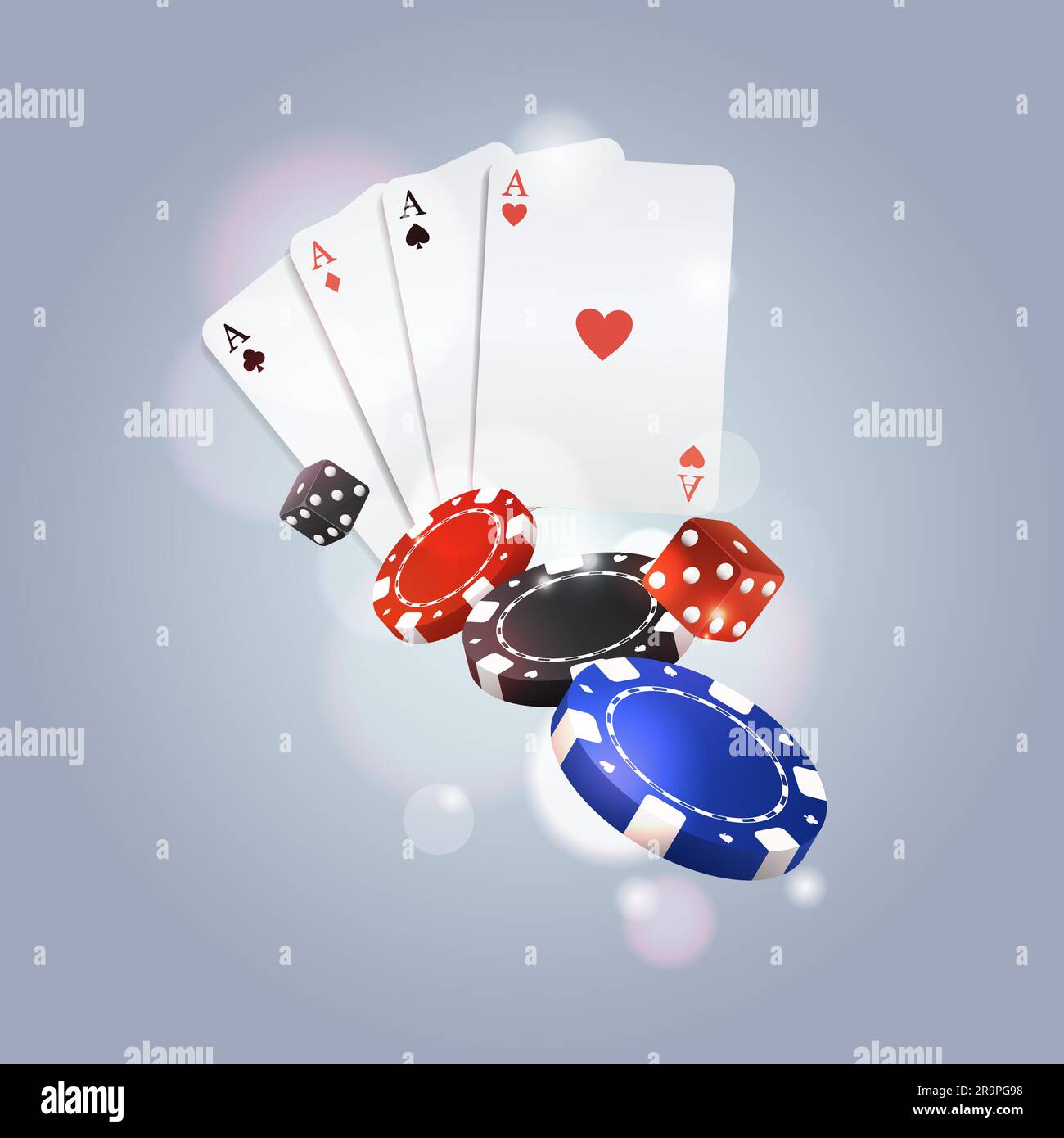 Vector poker background with playing cards, chips and dices Stock ...