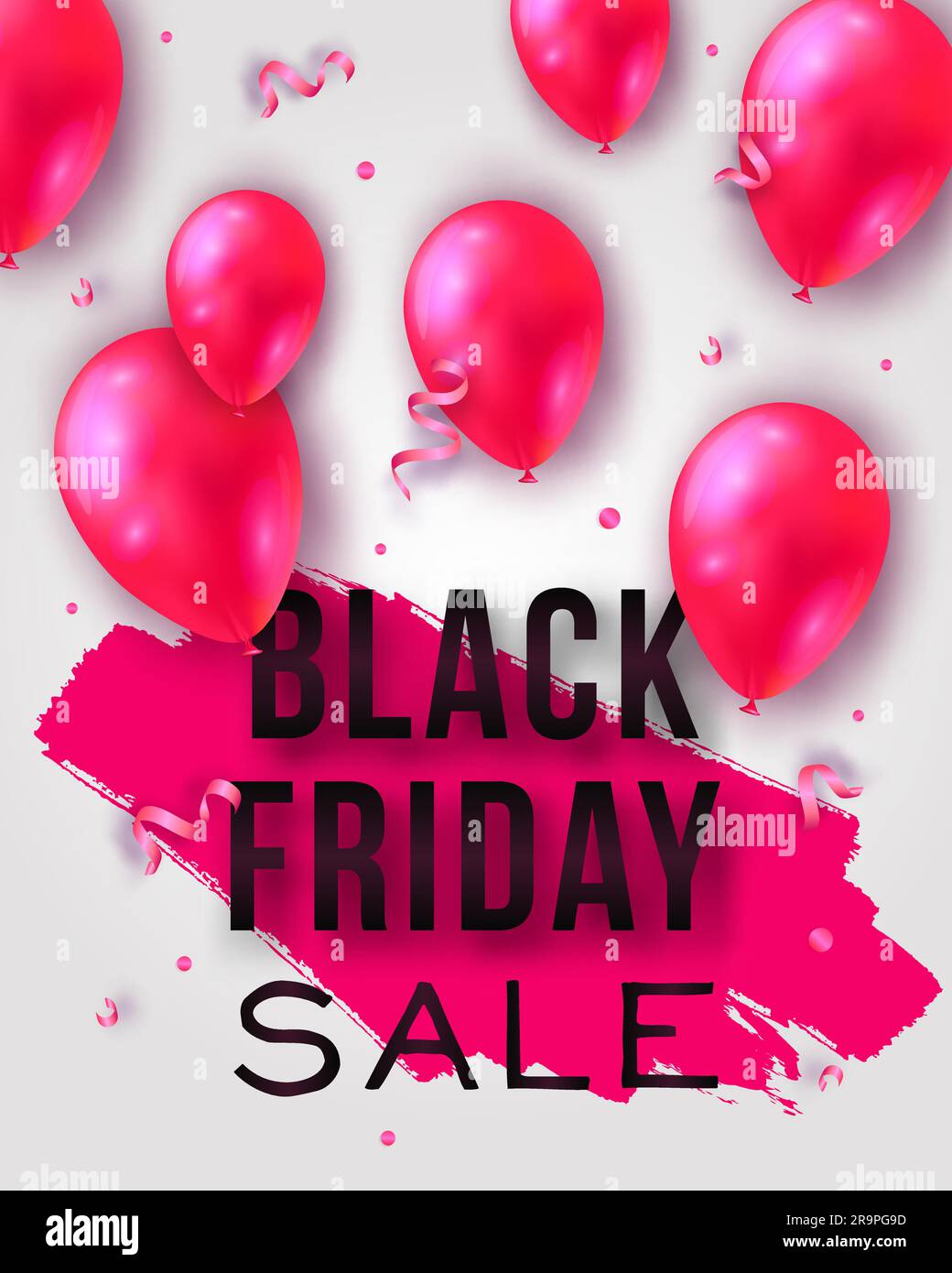 Vector Black Friday sale poster with shiny balloons and confetti ...
