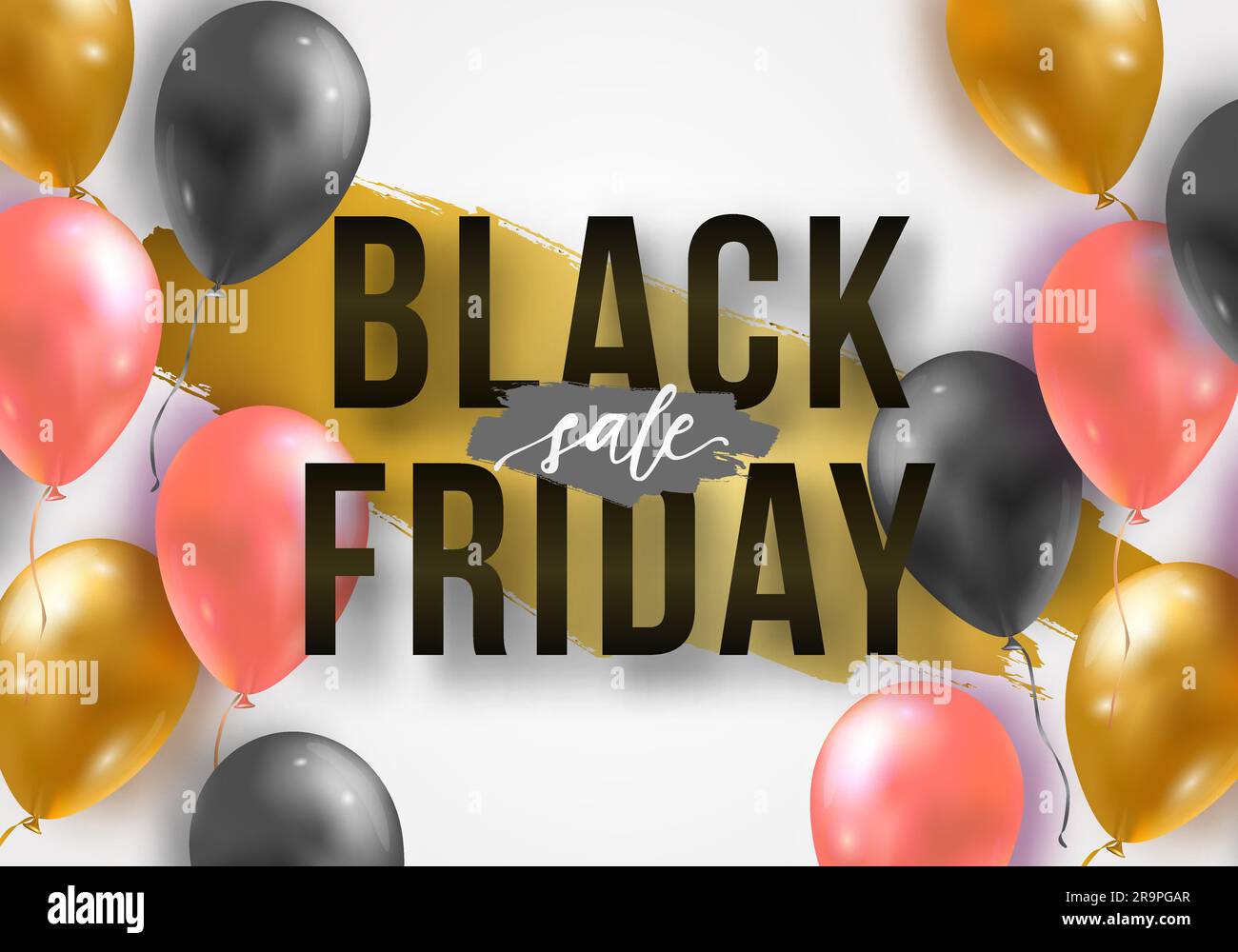 Vector Black Friday sale poster with shiny 3d realistic balloons ...