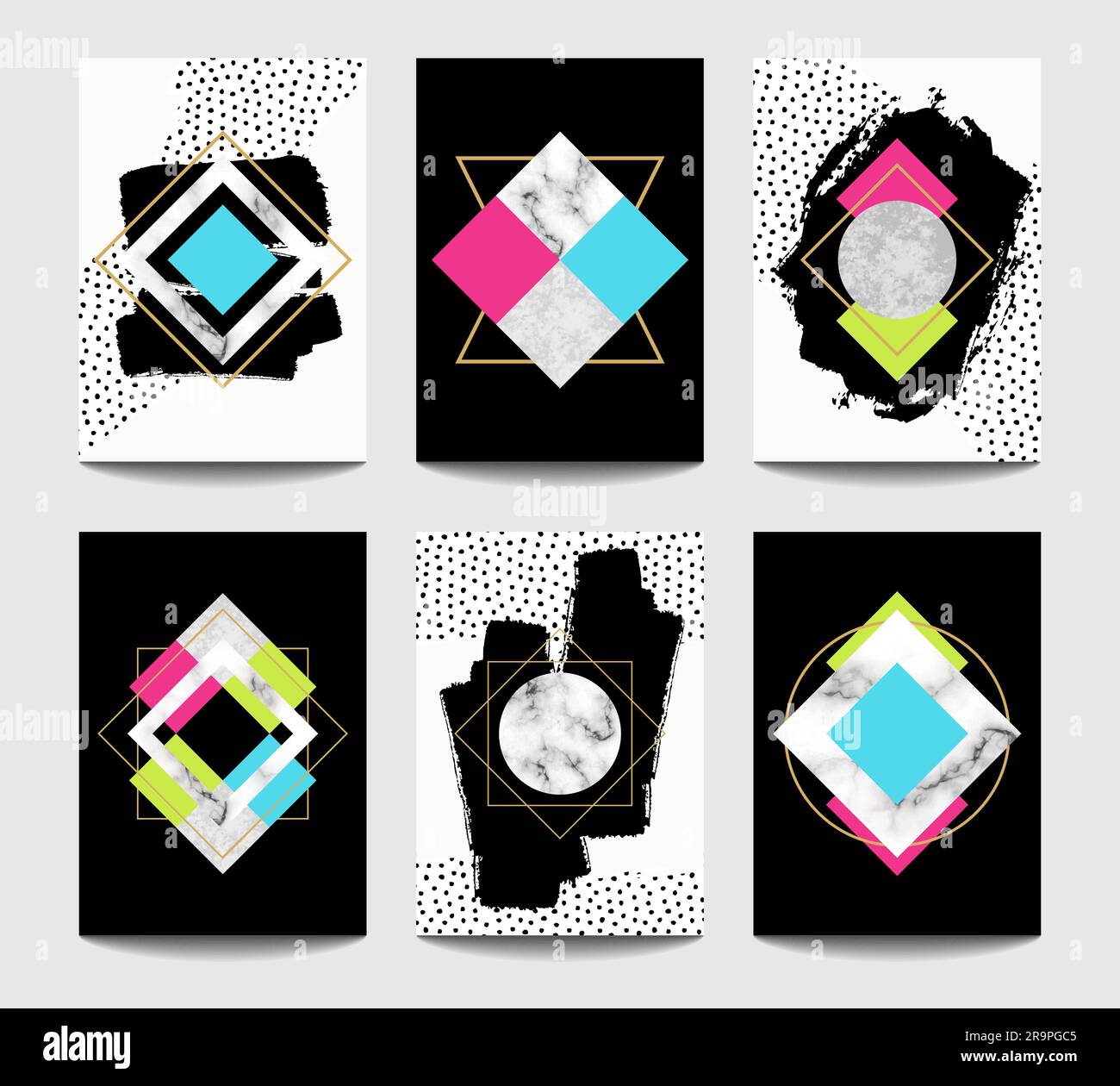 Vector trendy brochure templates with flat geometry. Modern ...