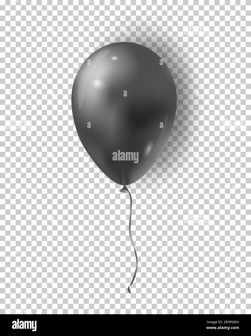 Vector glossy black balloon. Realistic air 3d balloon isolated on ...