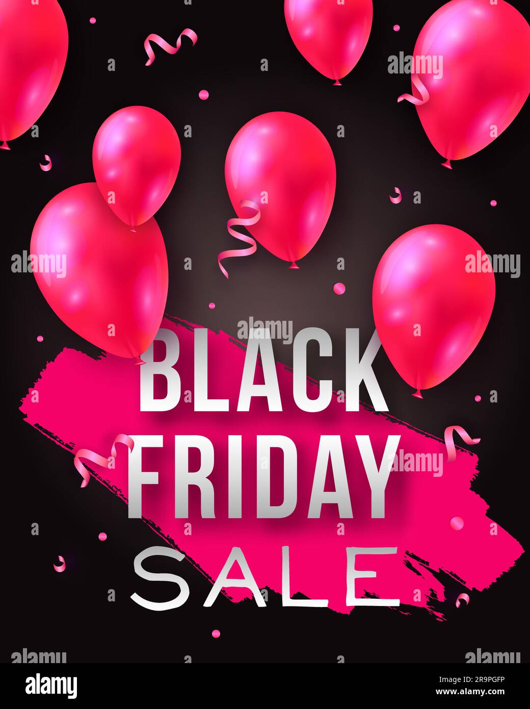 Vector Black Friday sale poster with shiny balloons and confetti ...