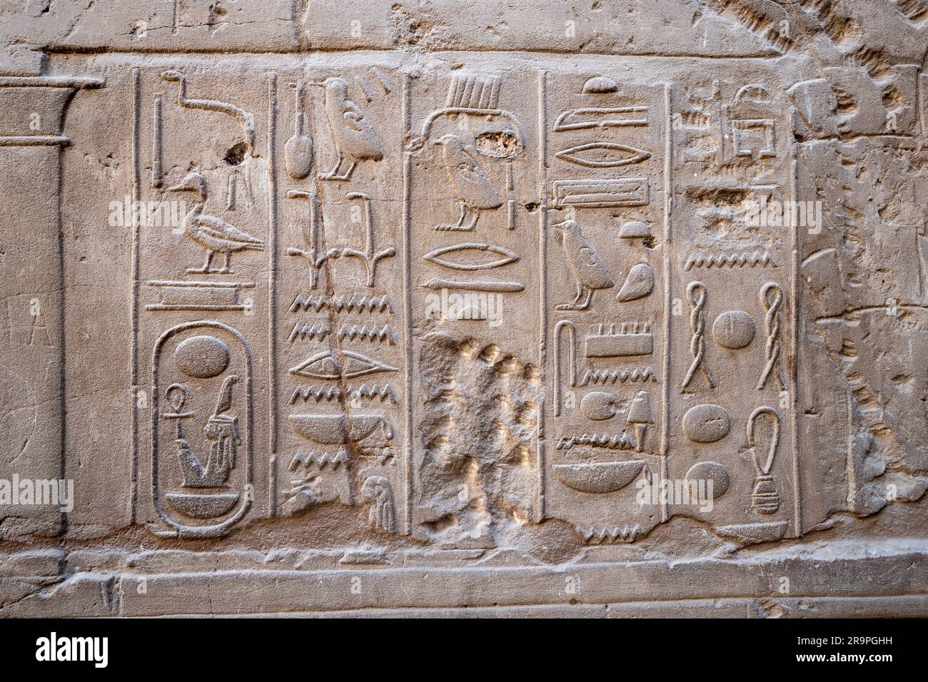 Egyptian Hieroglyphics written on a wall Stock Photo - Alamy