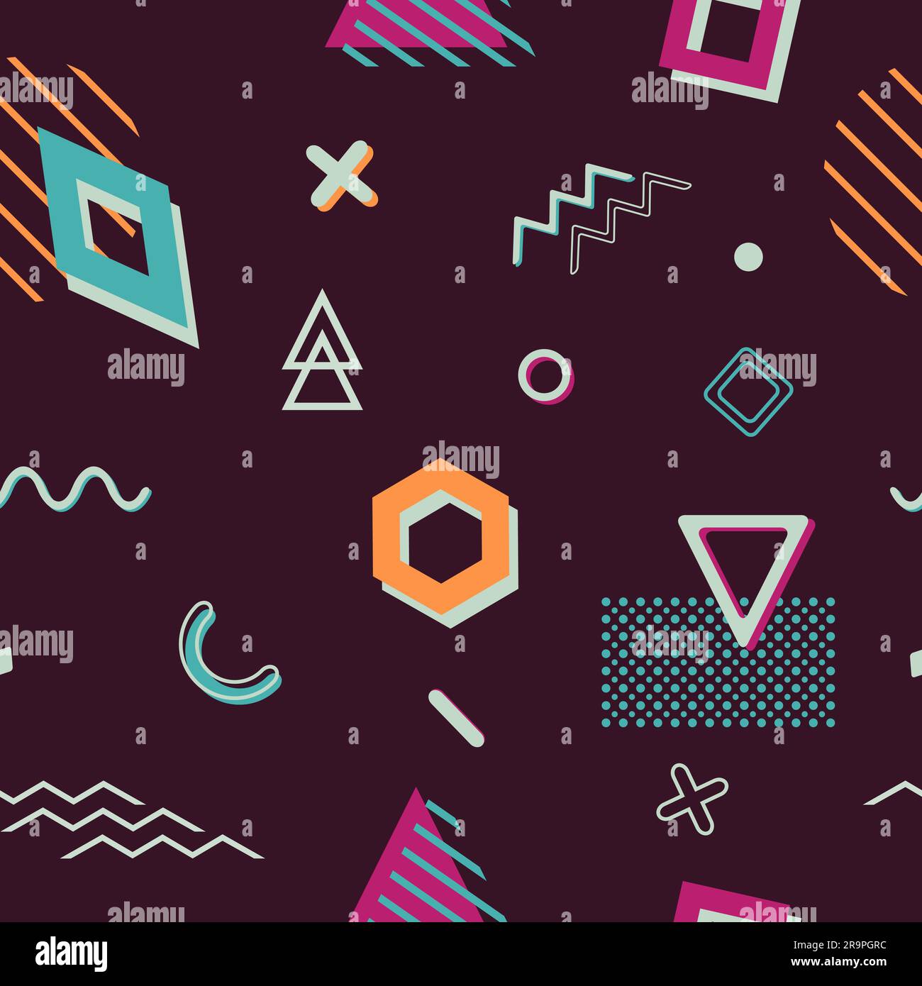 Vector seamless retro comic memphis pattern with geometric elements ...
