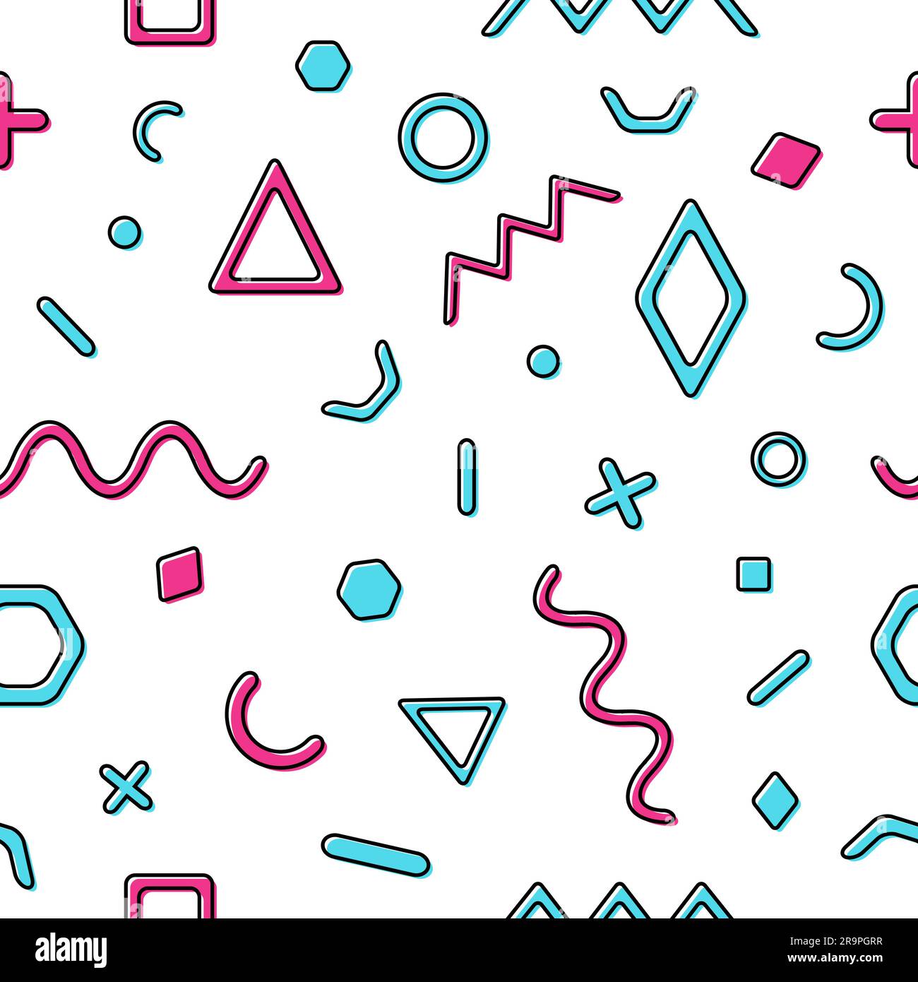 Vector seamless retro comic memphis pattern with geometric elements ...