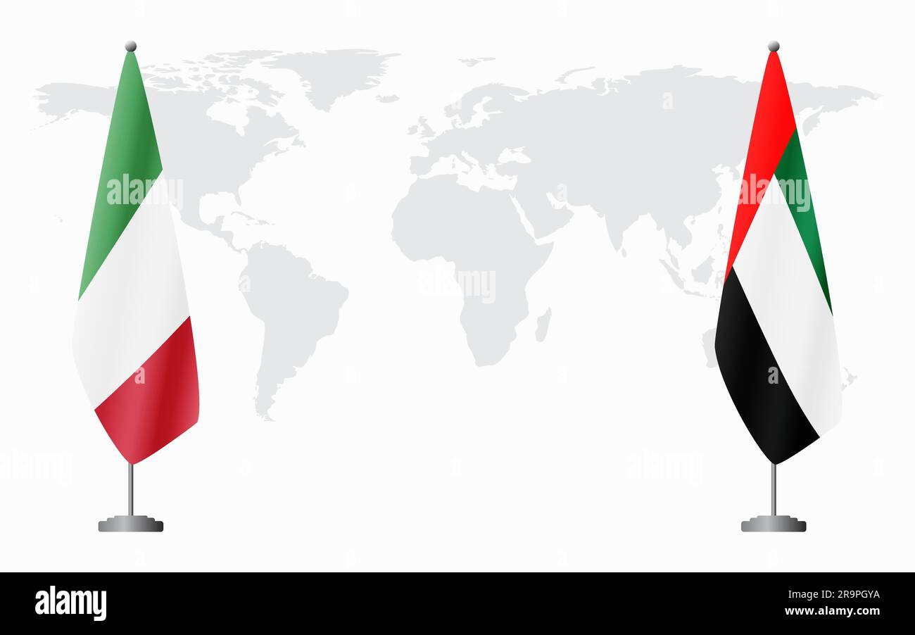 Italy and United Arab Emirates flags for official meeting against ...