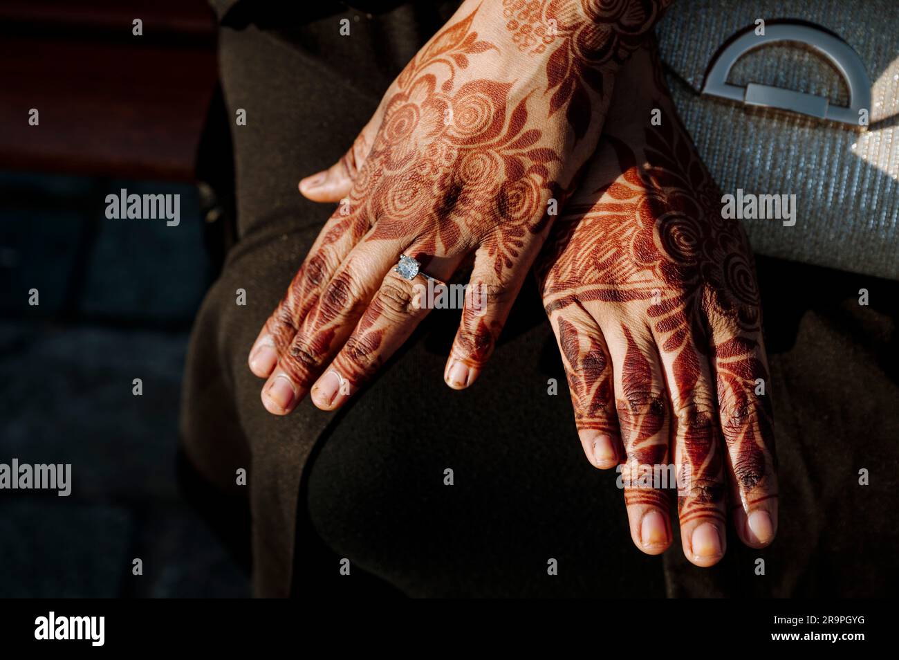 Istanbul, Turkey. 28th June, 2023. Henna decoration on hands of a ...
