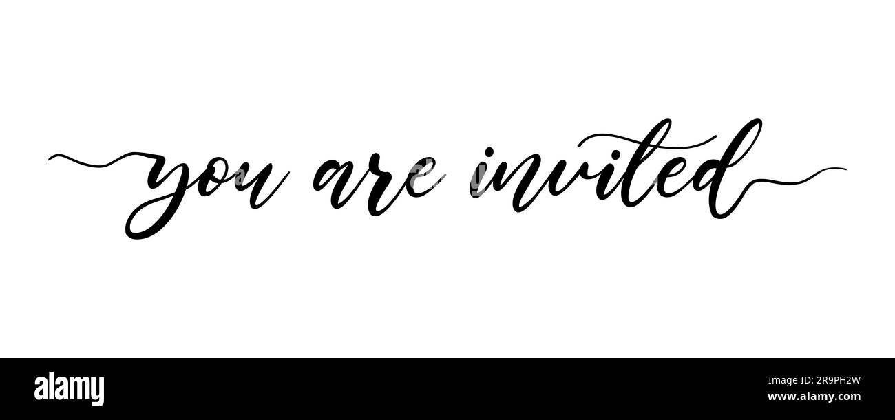 Vector handwritten brush lettering You are invited. Modern calligraphy ...