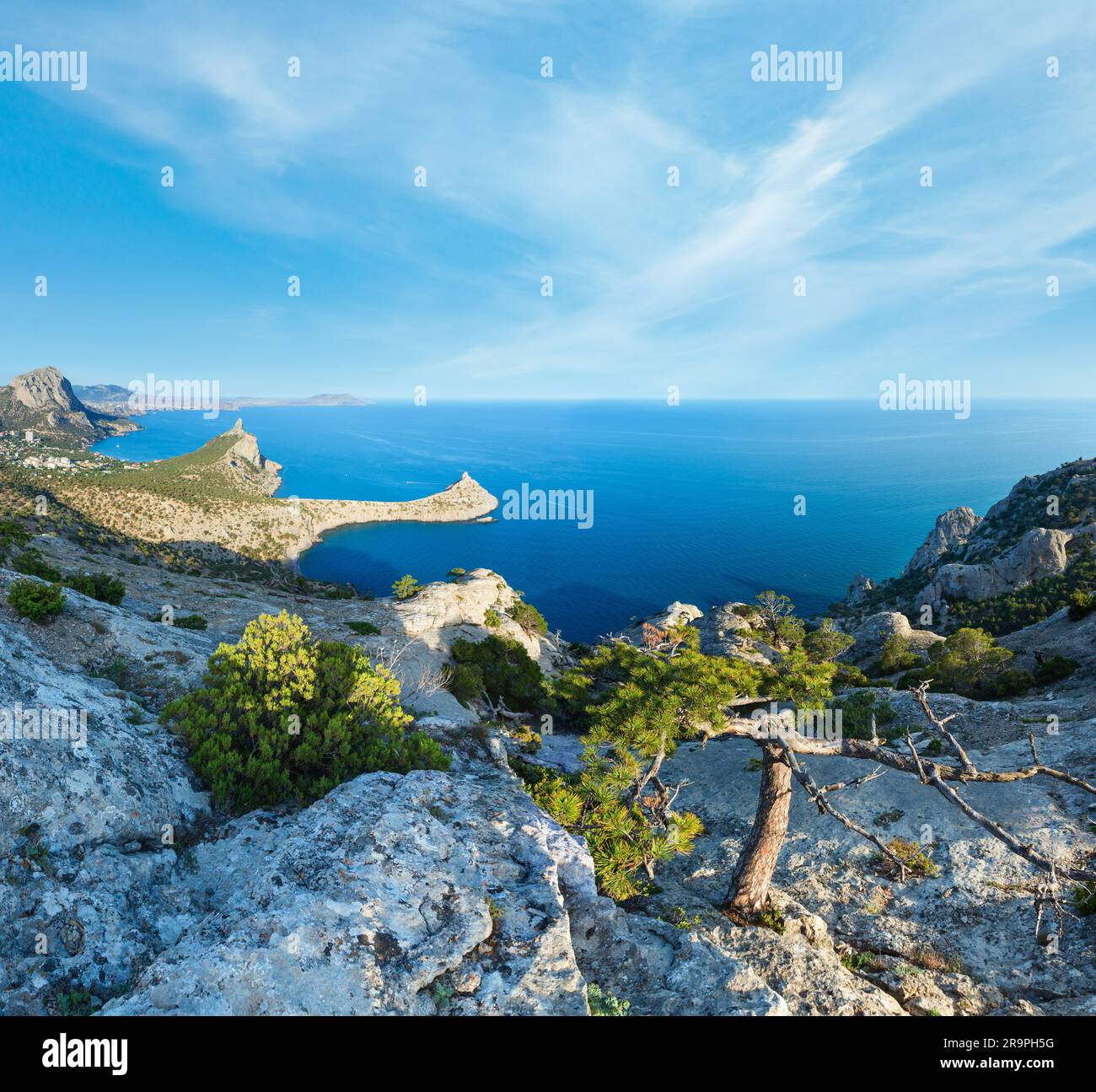 Coastline of Novyj Svit reserve summer view (Crimea, Ukraine, Capchik ...