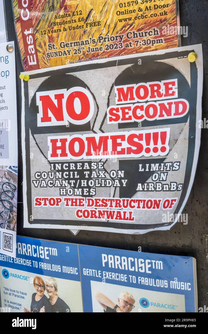 No More Second Homes sign notice pinned in a corner of public ... No More Second Homes sign notice pinned in a corner of public ...