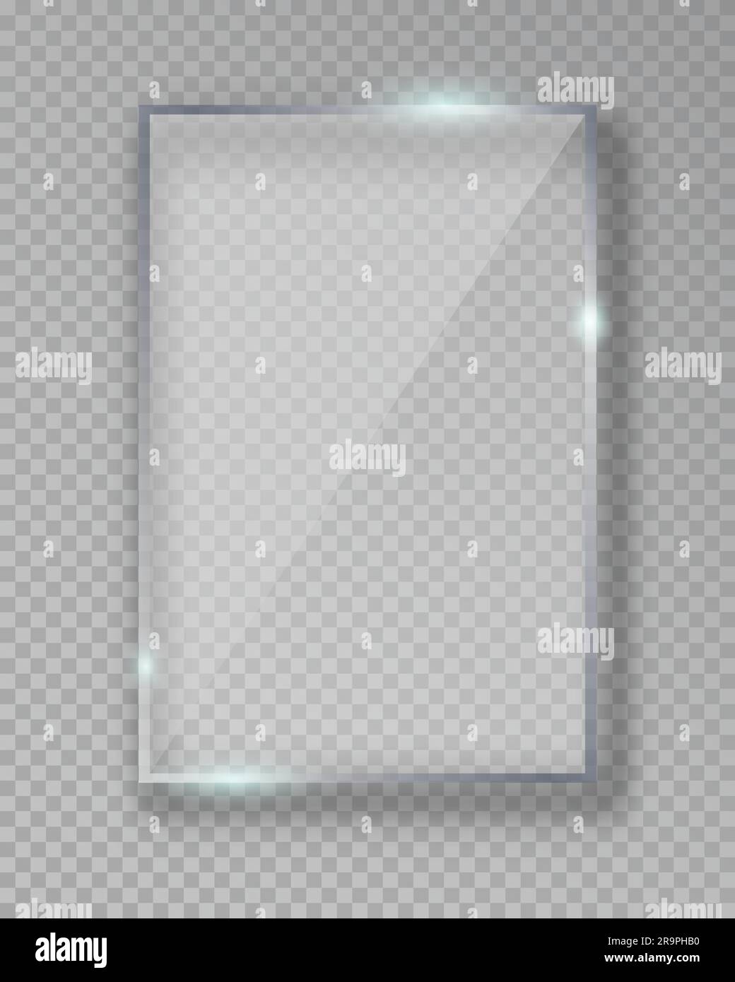 Vector rectangle shiny glass frame isolated on fake transparent ...