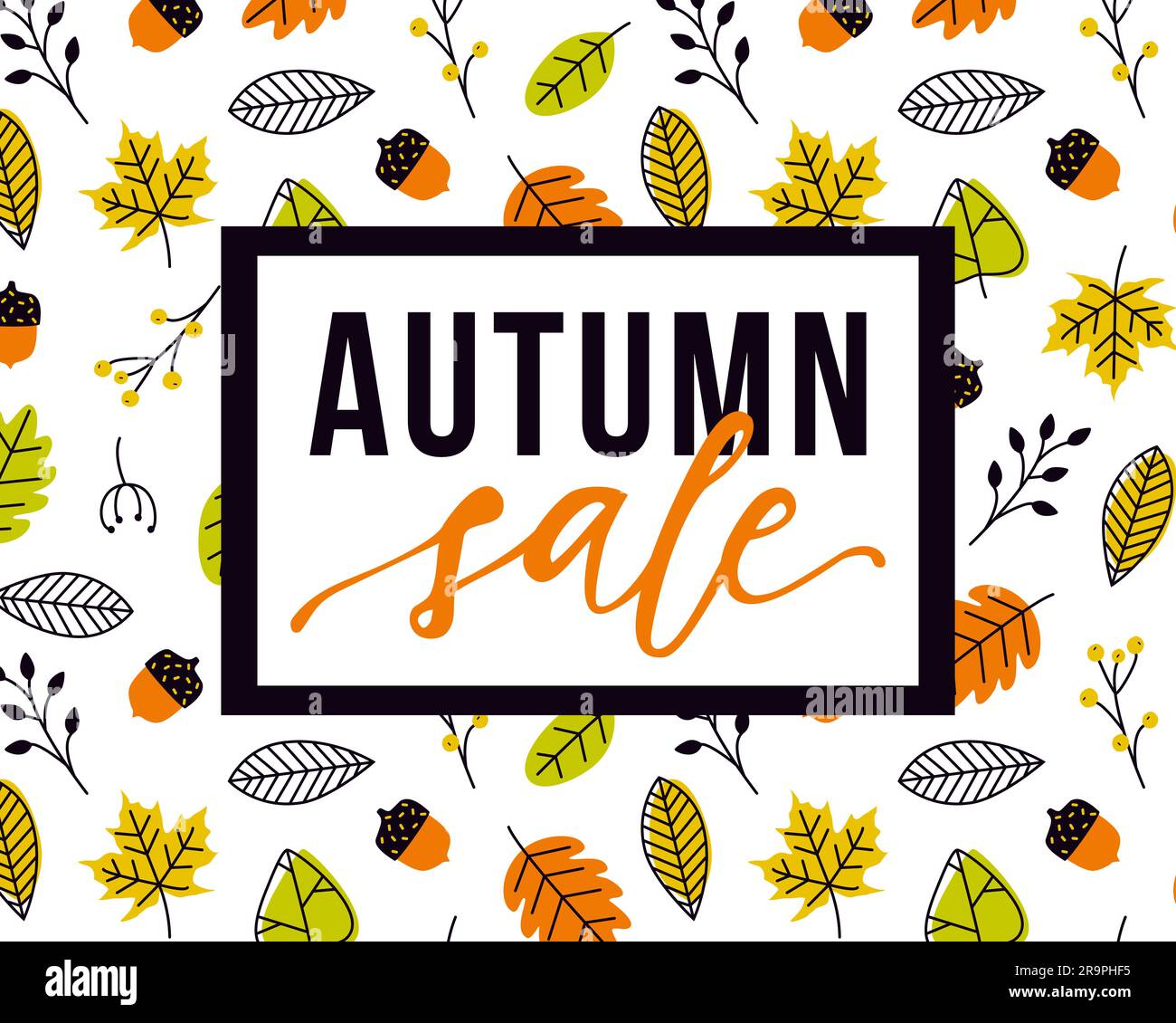 Vector autumn sale flyer template with lettering and pattern with fall ...