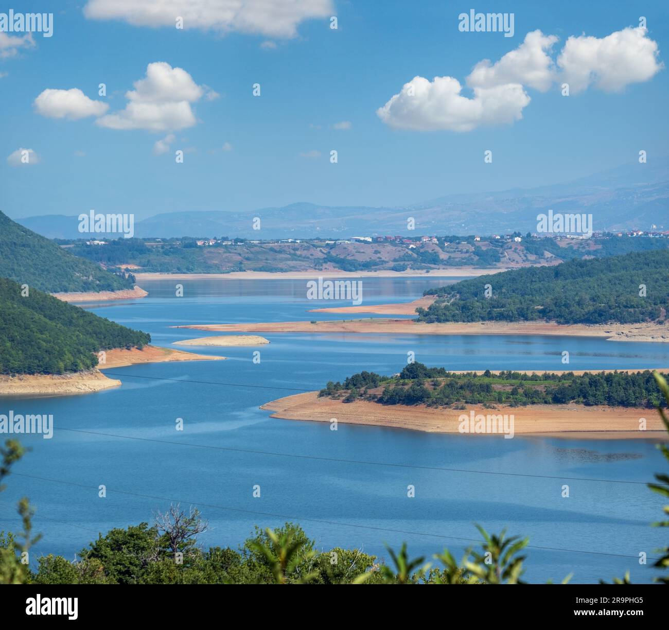 Debar lake summer countryside landscape with mountains background ...