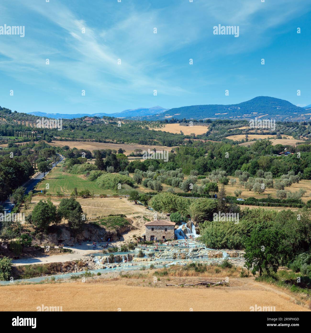 Natural spa with waterfalls and hot springs at Saturnia thermal baths ...