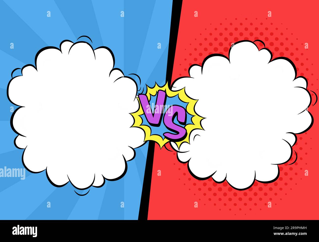 Vector illustration of versus letters with speech bubbles in comic pop ...