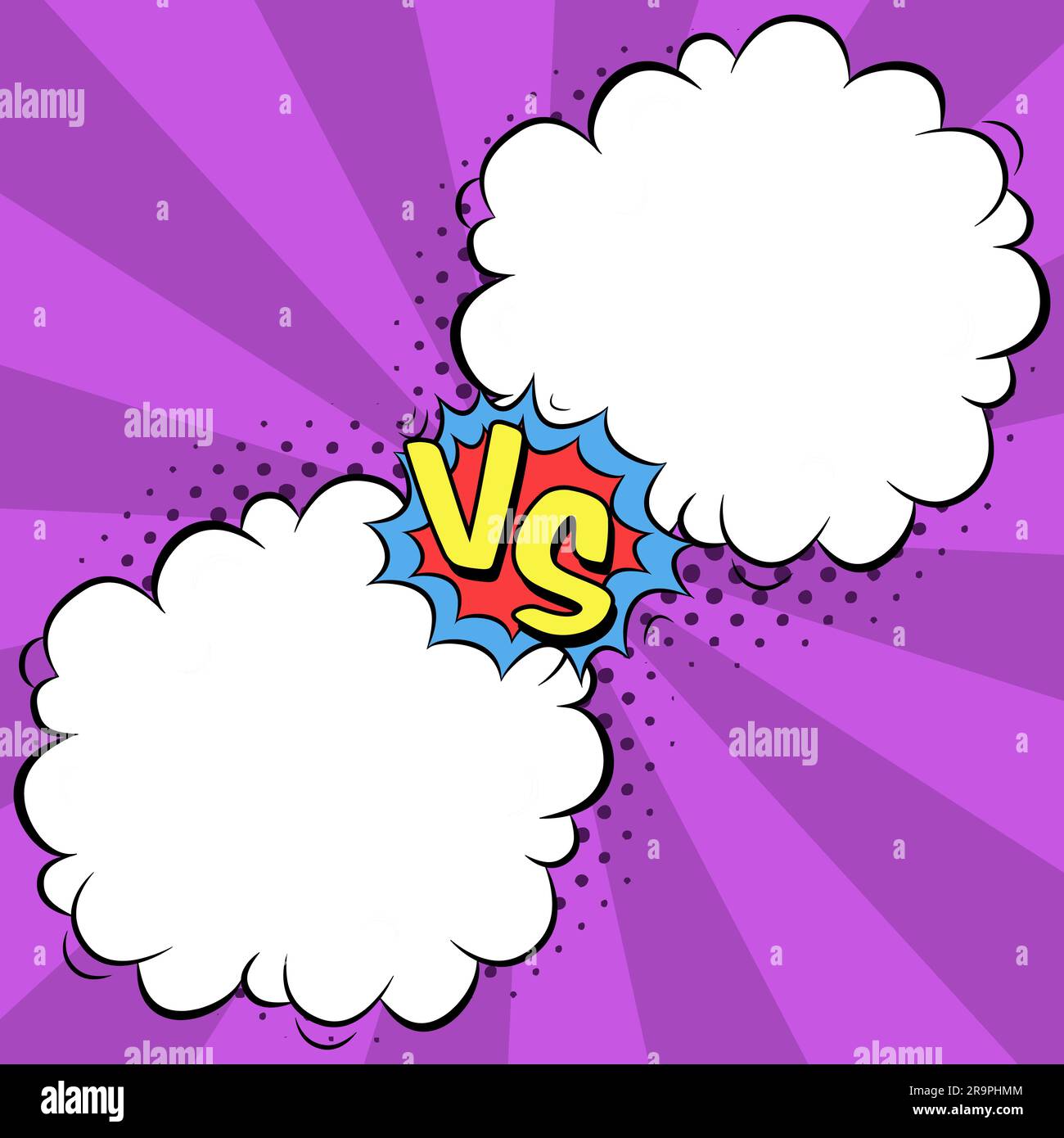 Vector illustration of versus letters with speech bubbles in comic pop ...